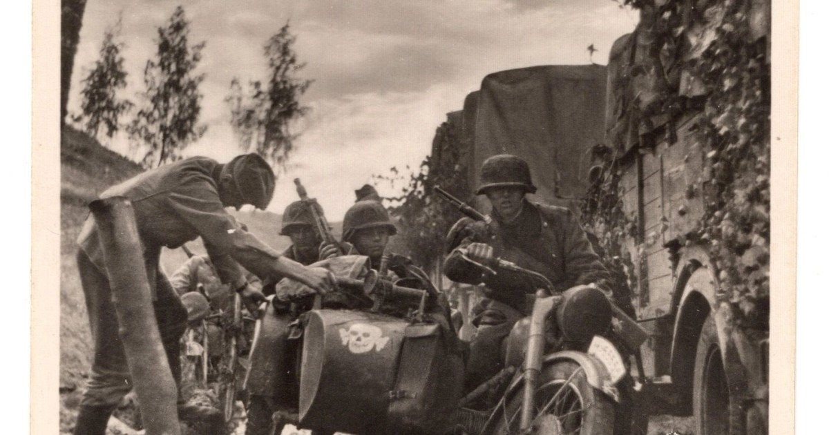 ON HOLD - SS Motorcycle Men Postcard