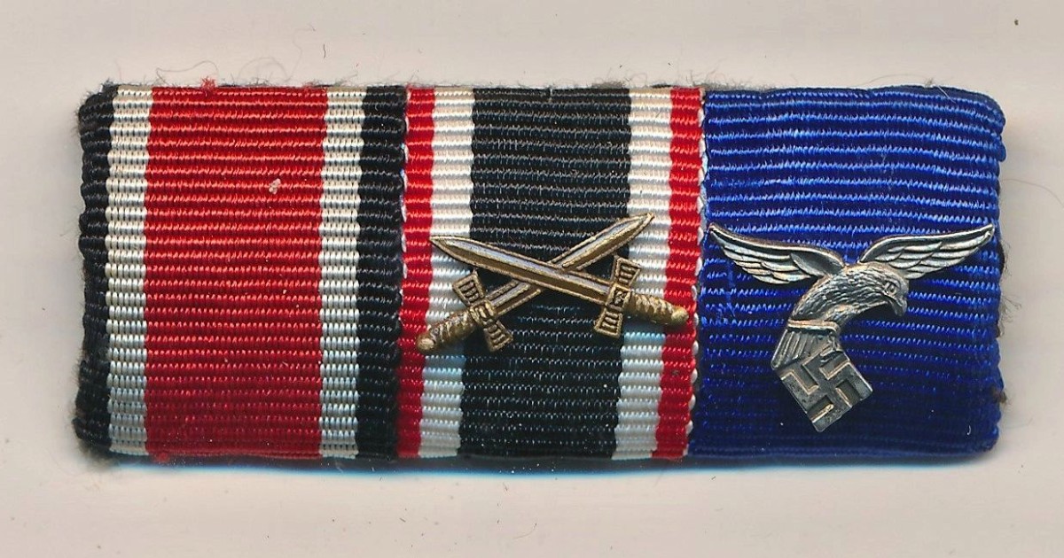SOLD - 3 Place Luftwaffe Service Ribbon Bar
