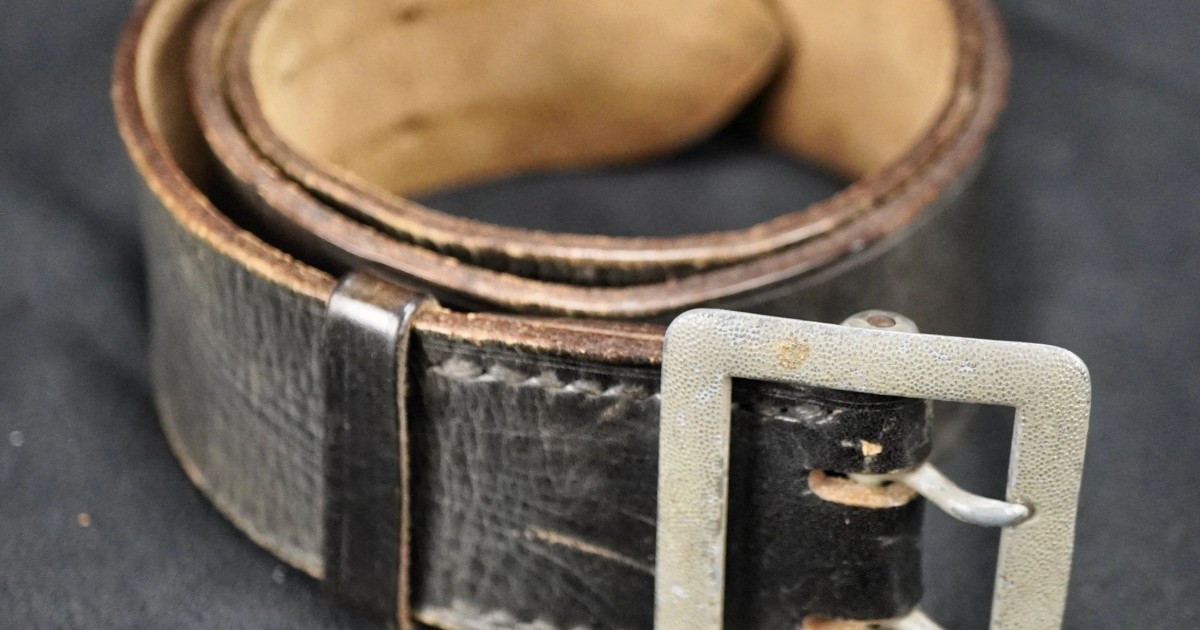 SOLD - Black Leather Double Claw Belt & Buckle Set