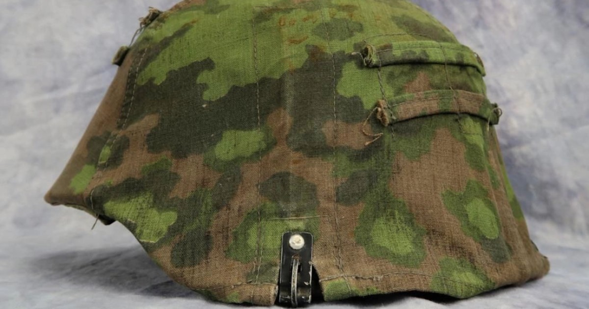 SOLD - Combat Worn Double Sided SS Oakleaf Camo Helmet Cover