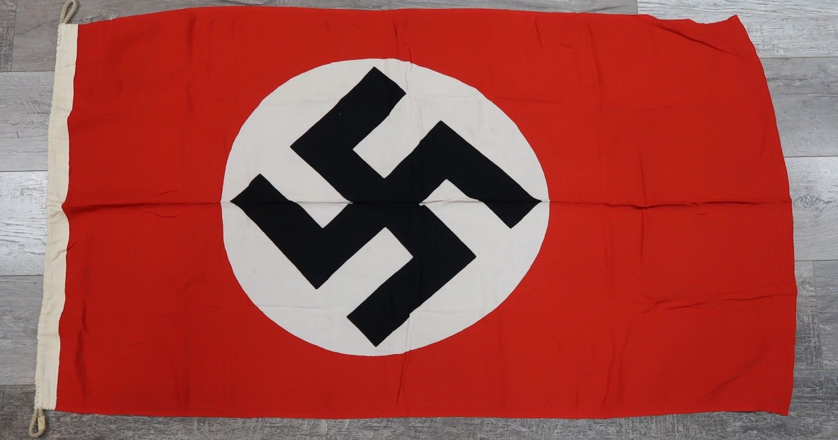 SOLD - Gösch 80x135 NSDAP Flag w/ Maker Stamp
