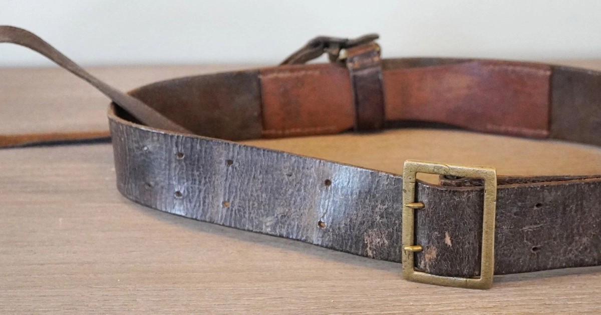 SOLD - Private Purchase Brown Leather Political Cross Strap & Belt