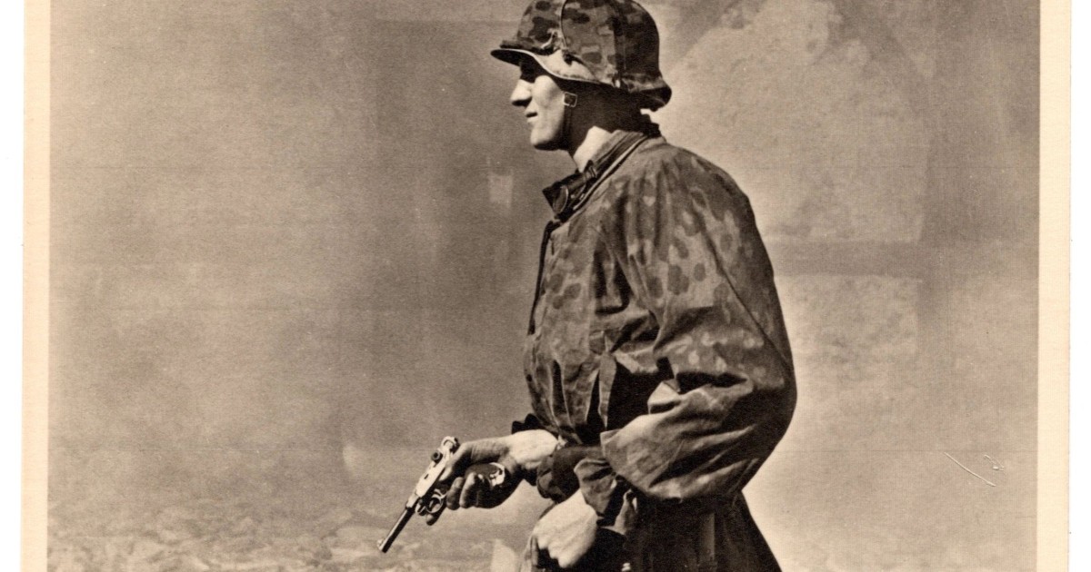 SS Man w/ Luger Postcard