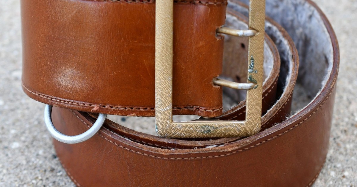 Wehrmacht General Double Claw Brown Leather Belt w/ Gold Buckle
